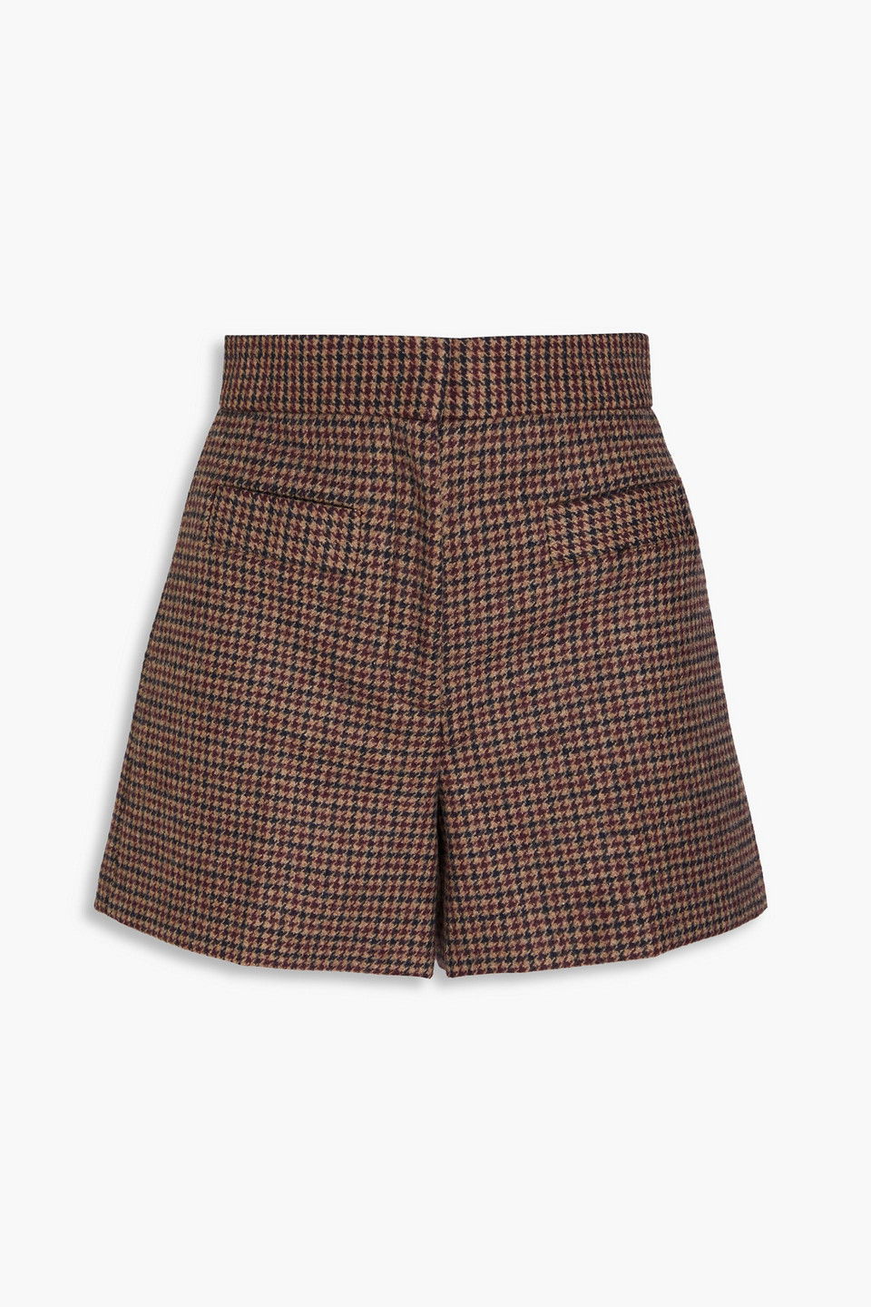 SANDRO Houndstooth Wool Felt Shorts in Brown | endource