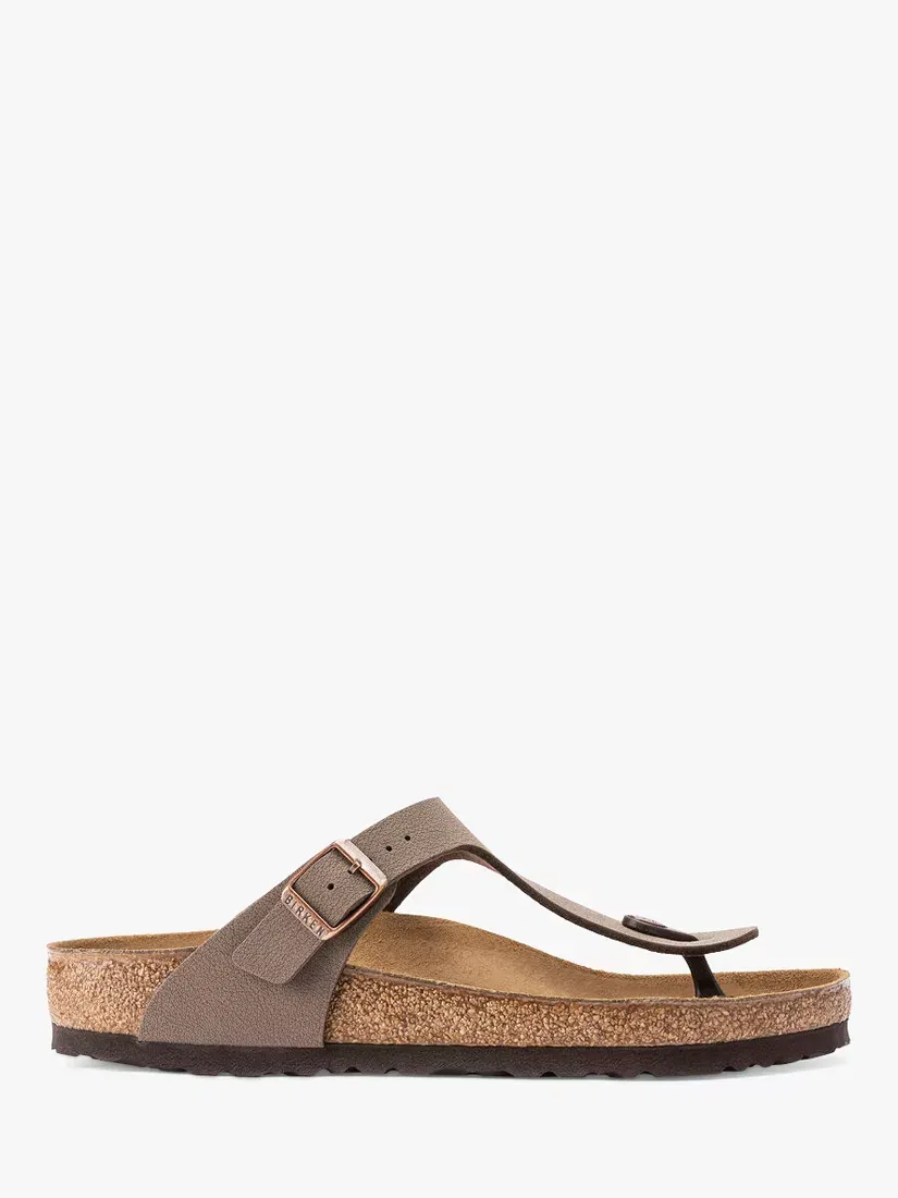 BIRKENSTOCK Gizeh Men's Birko-Flor Nubuck Toe Post Sandals in Mocha ...