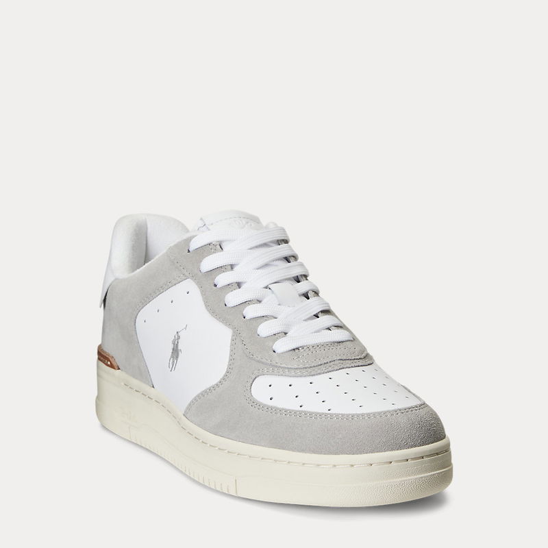 POLO RALPH LAUREN Masters Court Leather-Suede Trainer in White | Endource