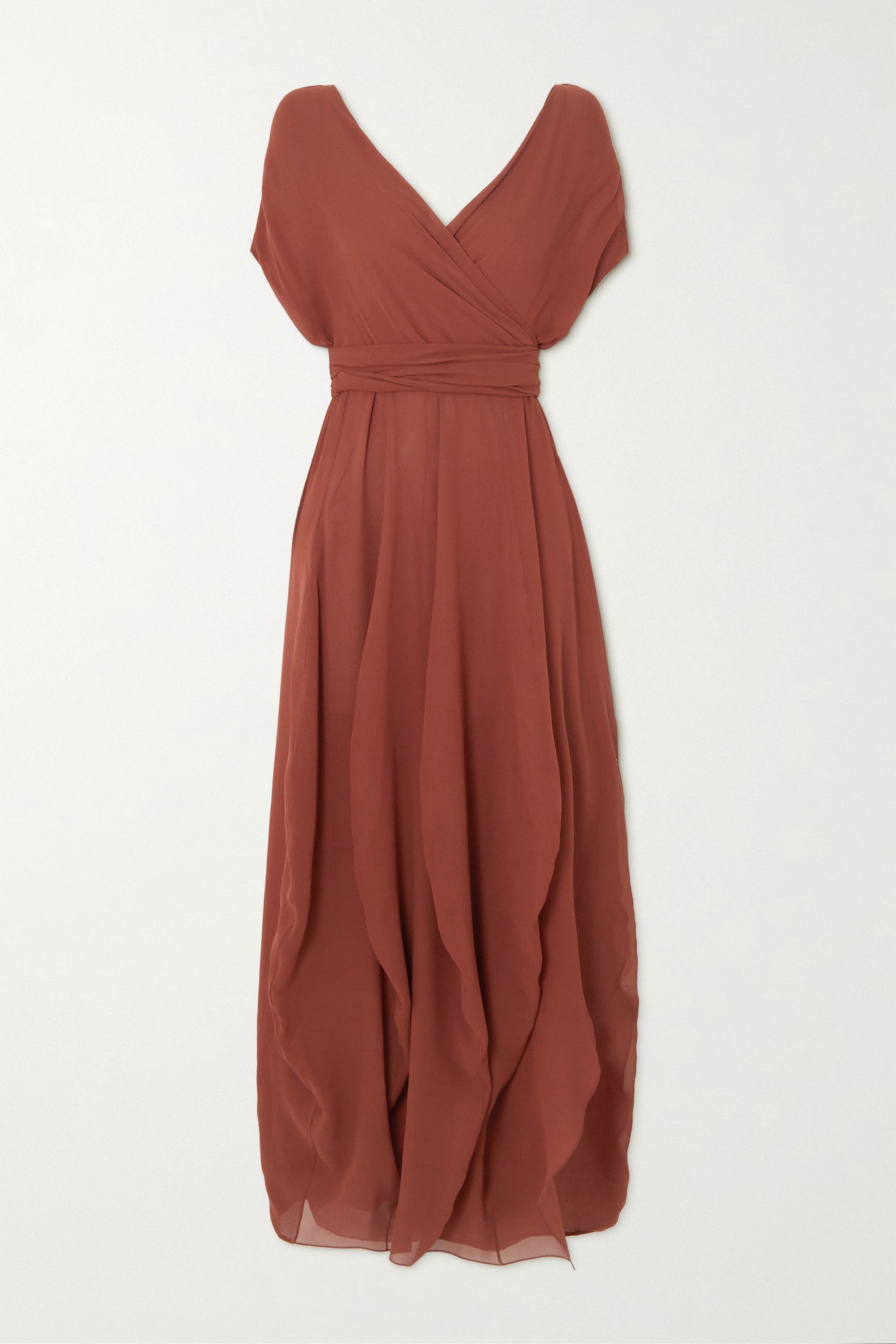CORTANA Saona Off-the-Shoulder Wrap-Sffect Silk Maxi Dress in Red ...