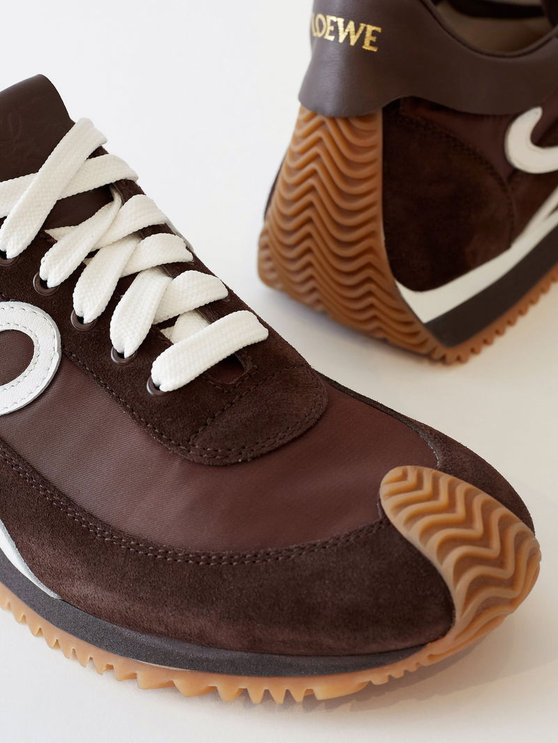 LOEWE Flow Runner Nylon And Suede Trainers in Brown | Endource