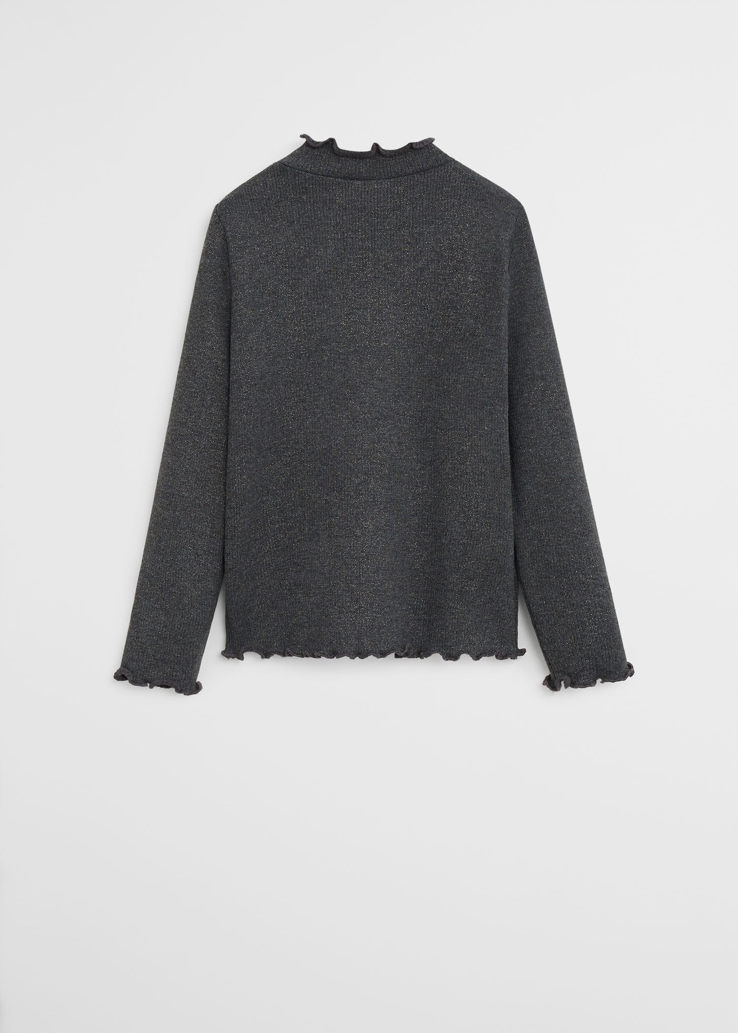 MANGO Scalloped Details Metallic Thread Sweater in Medium Heather Grey ...