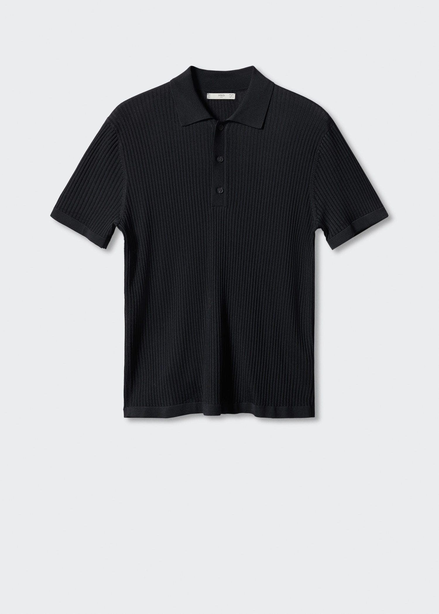 MANGO Ribbed Knit Polo Shirt | Endource
