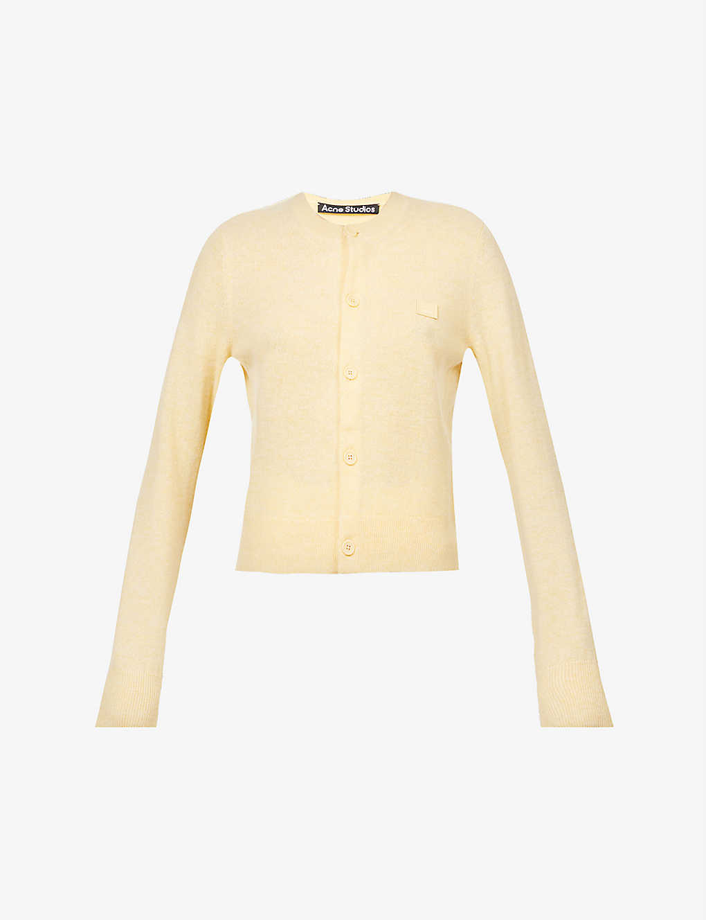 ACNE STUDIOS Keva Logo-Patch Cardigan in OATMEAL MELANGE | Endource