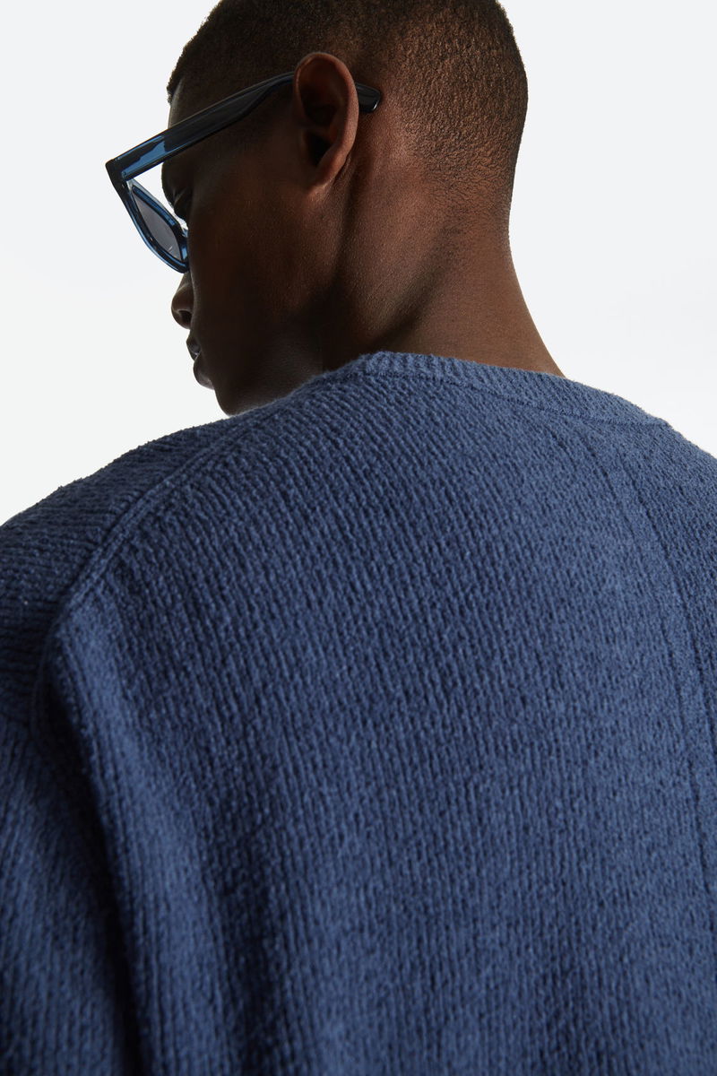 COS Bouclé-Knit T-Shirt in DARK BLUE | Endource