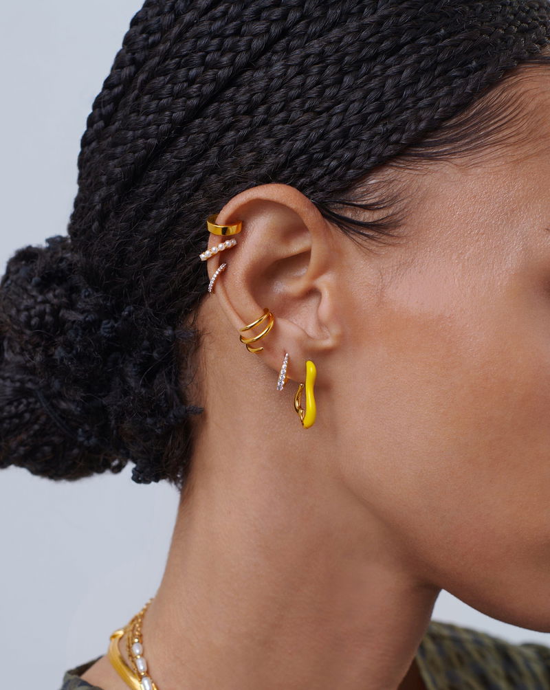 MISSOMA Squiggle Curve Two Tone Enamel Small Hoop Earrings in 18ct Gold ...