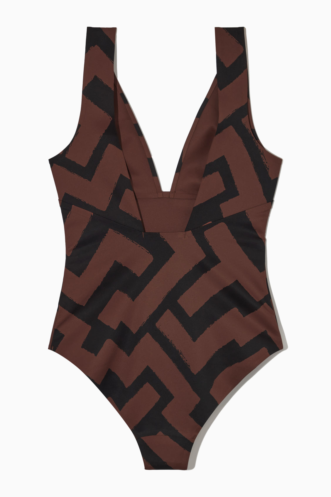COS Open-Back Plunge Swimsuit in BROWN / PRINTED | endource