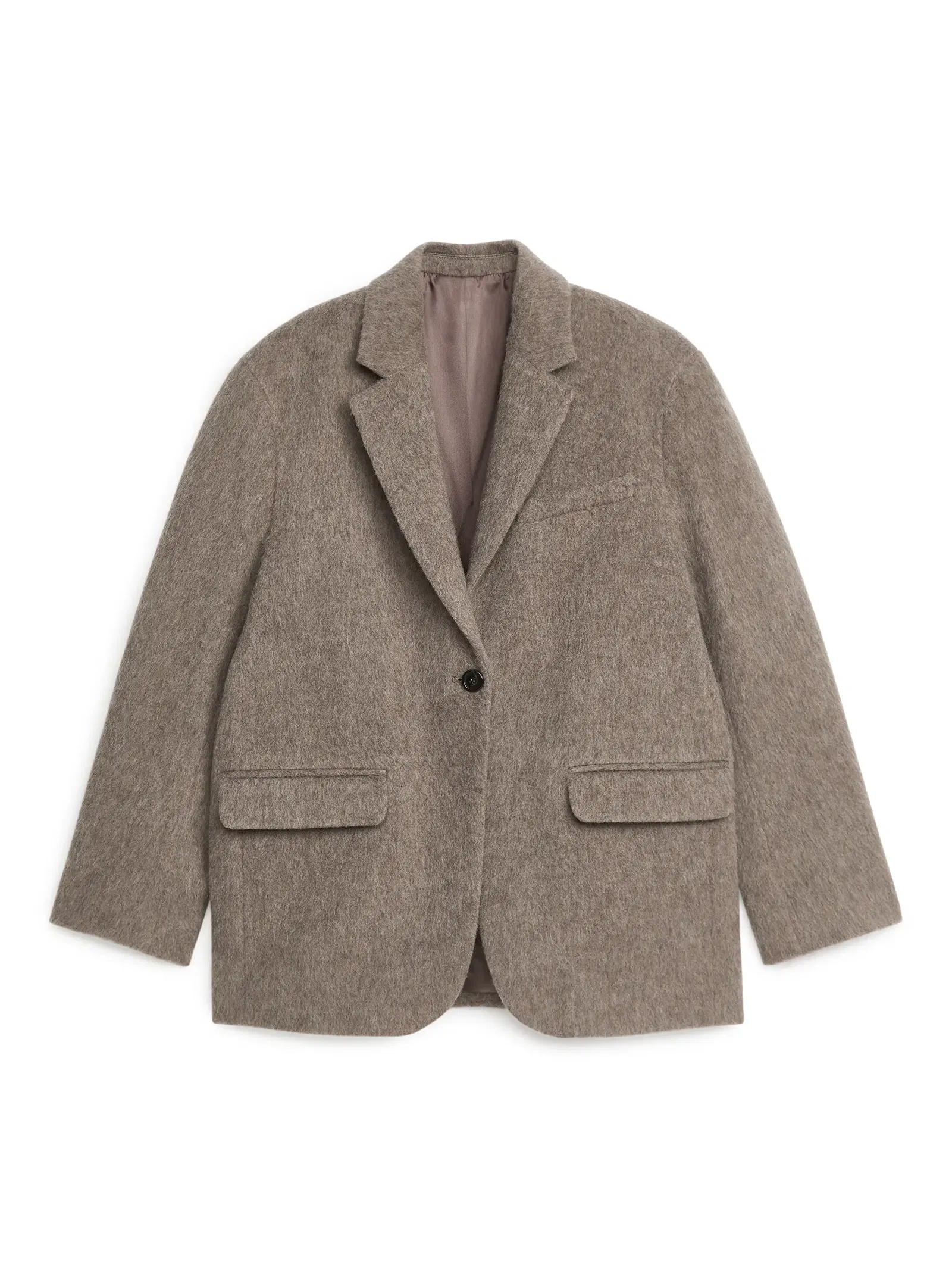 ARKET Brushed Wool Blend Blazer in Beige | endource