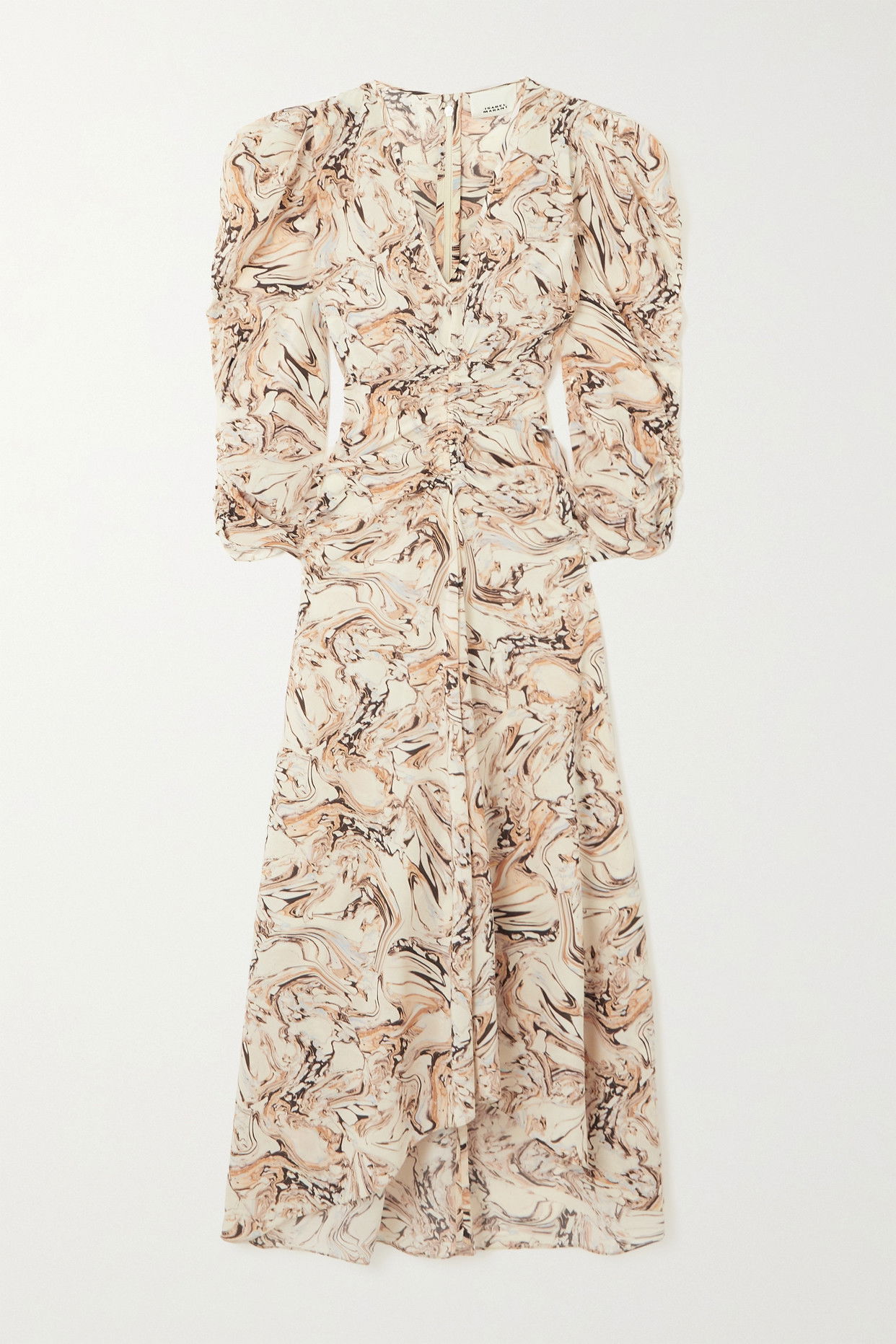 ISABEL MARANT Albini Printed Silk-Crepe Midi Dress in Neutrals | endource