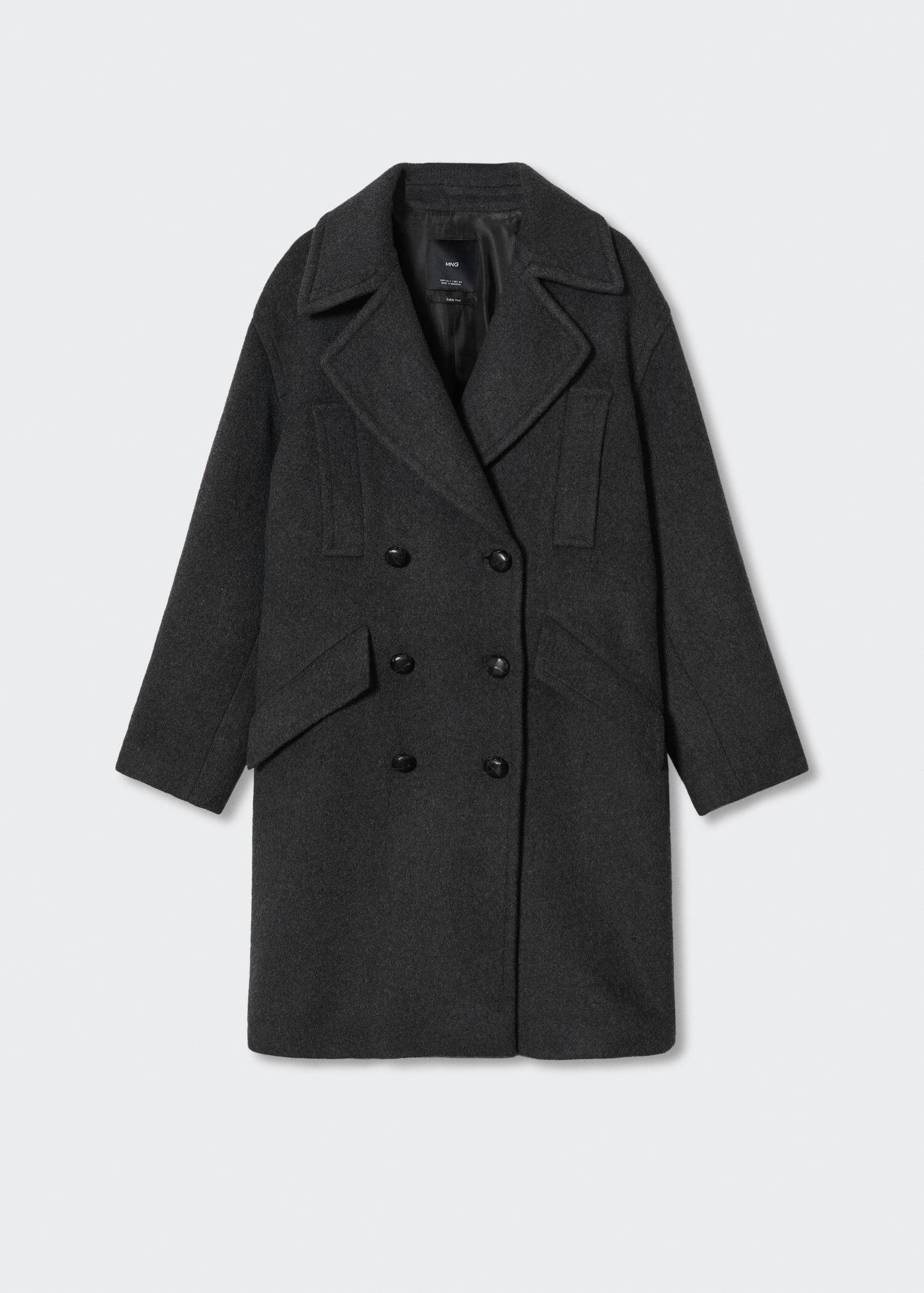 MANGO Structured Wool Mix Coat in Grey | endource