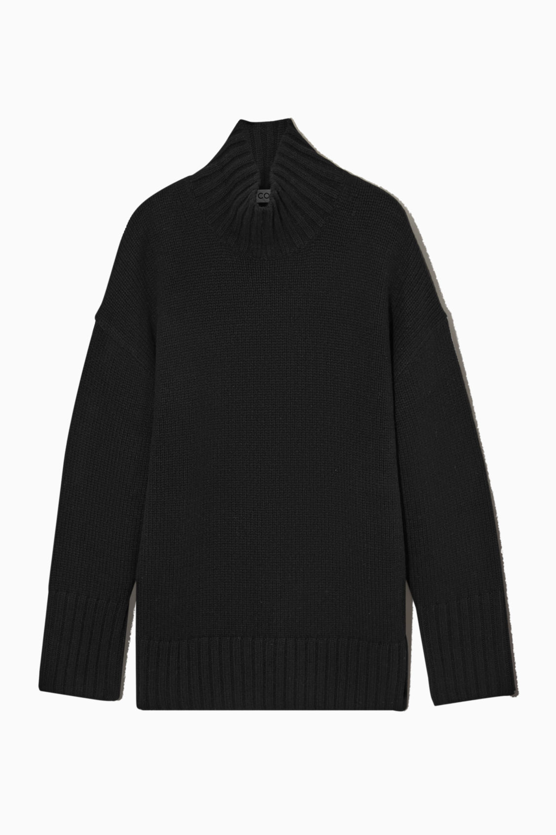 COS Funnel-Neck Cashmere Jumper in BLACK | endource