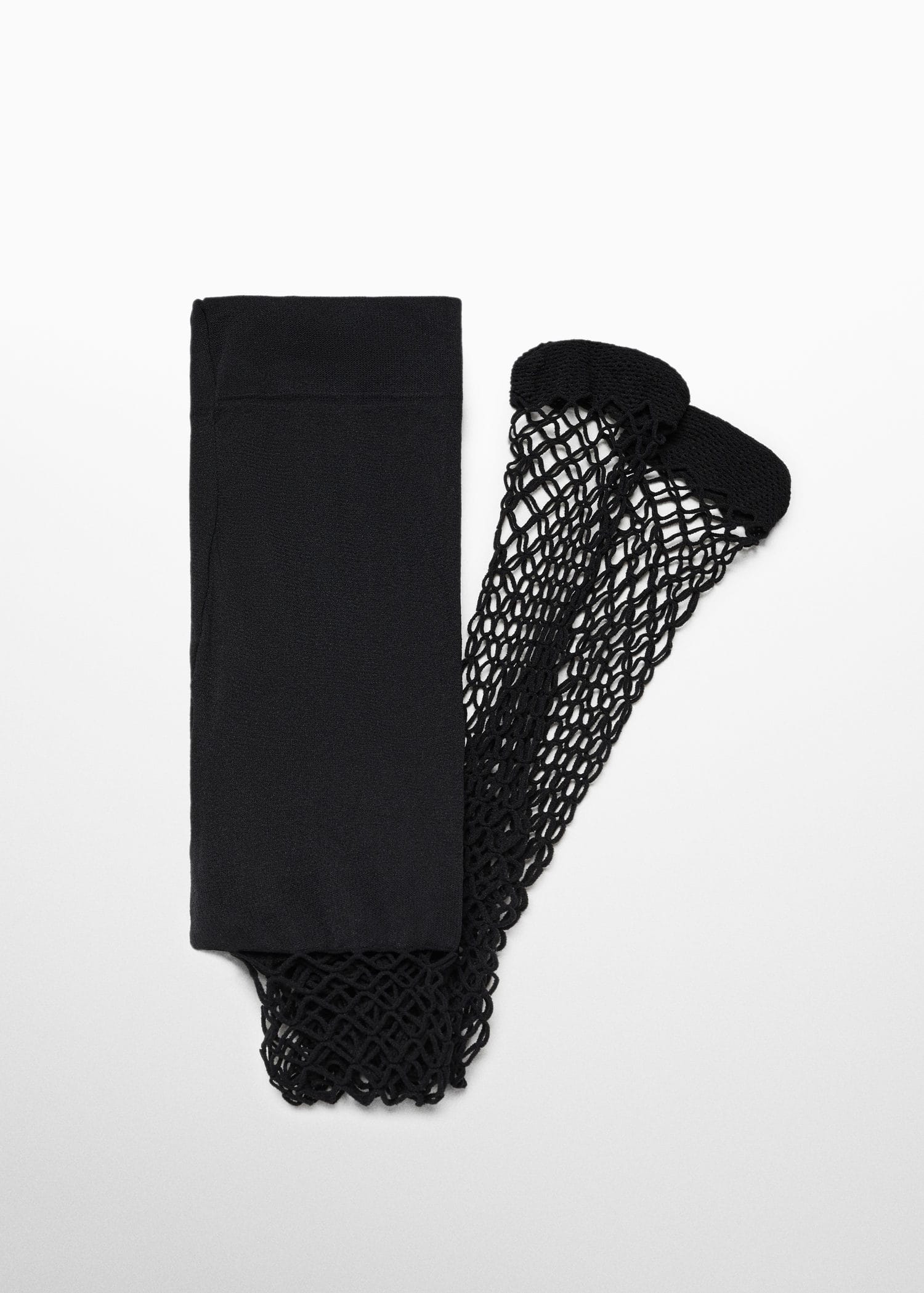 MANGO Mesh Fishnet Tights in Black | endource
