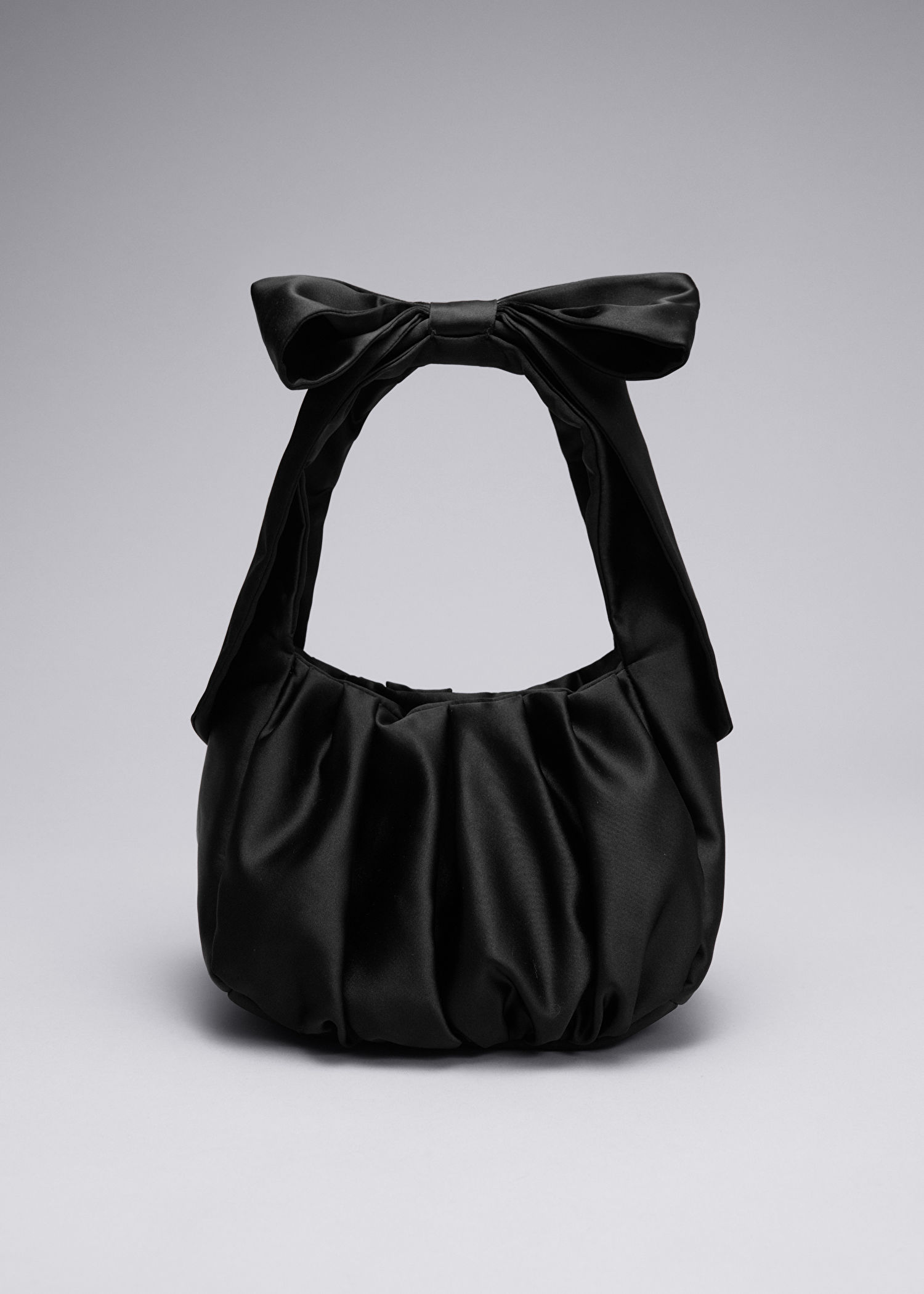 & OTHER STORIES Satin Bow Bag in Black | endource