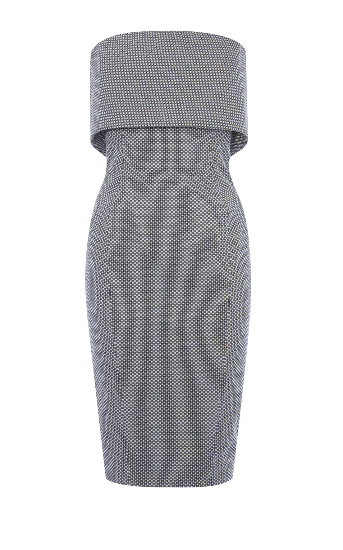 KAREN MILLEN Mini Check Pencil Dress in Black & White | endource