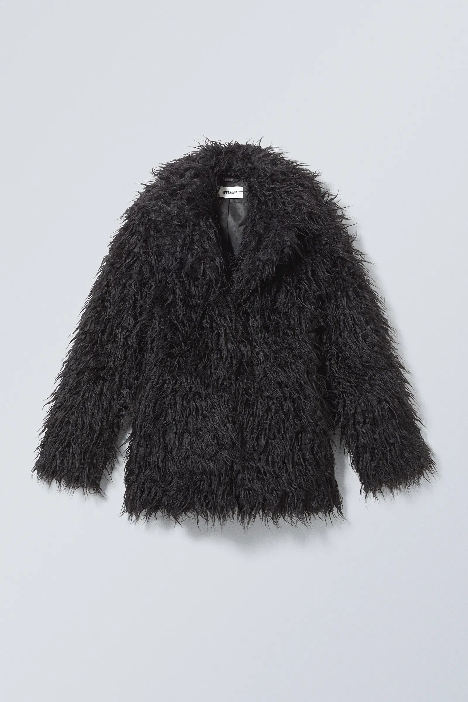 WEEKDAY Lilith Waisted Faux Fur Jacket in Black | endource