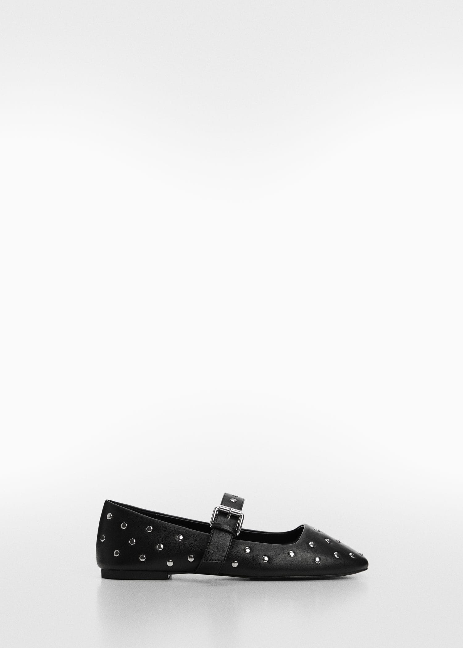 MANGO Studded Ballerinas in Black | Endource