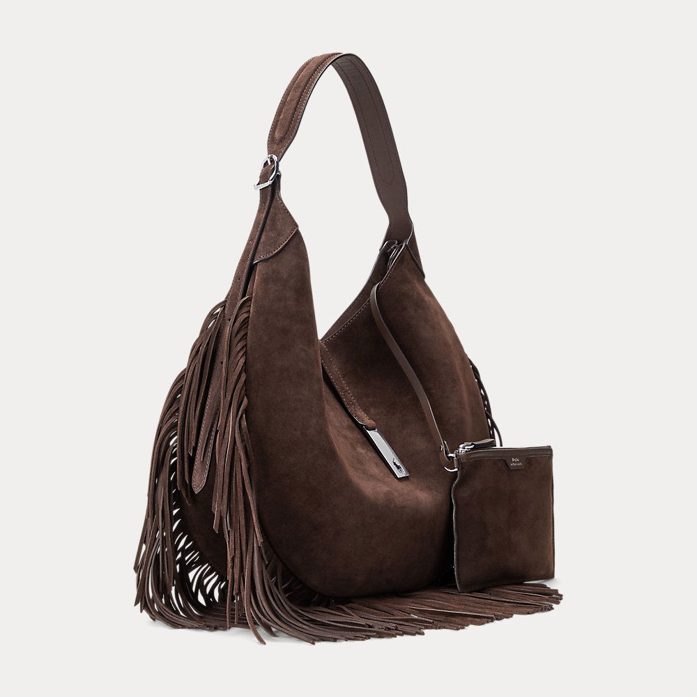 POLO RALPH LAUREN Polo ID Large Fringe Suede Shoulder Bag | Endource