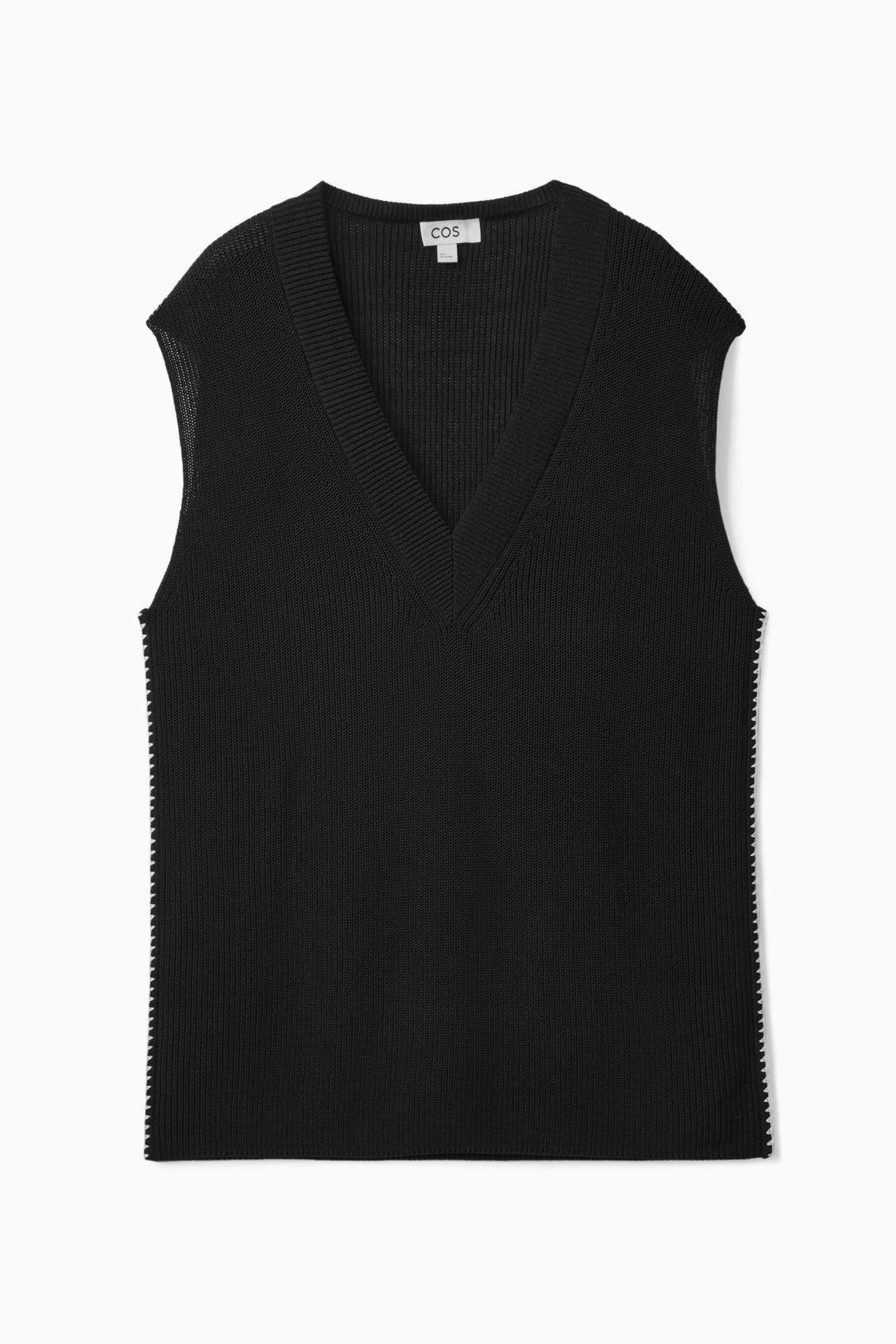 COS Relaxed-Fit Crochet-Knit Vest in BLACK | endource