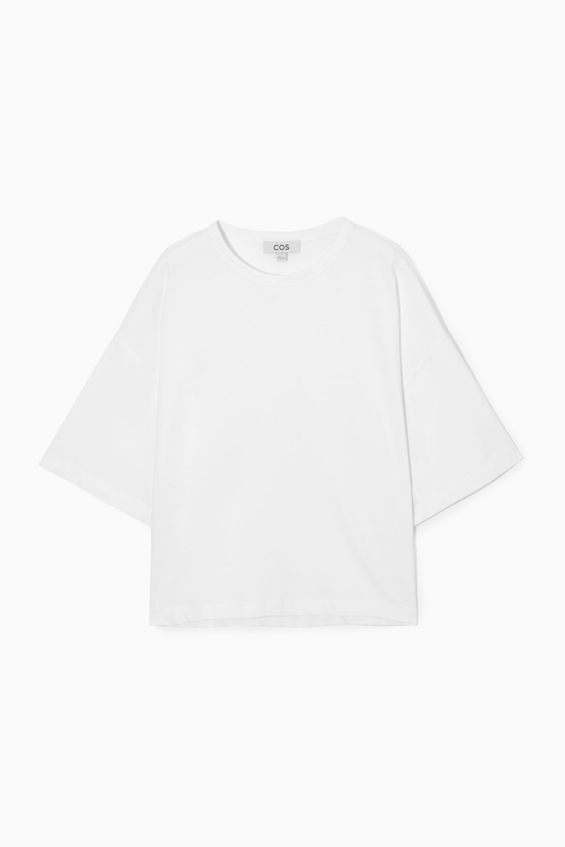 COS Boxy-Fit Curved-Hem T-Shirt in WHITE | endource