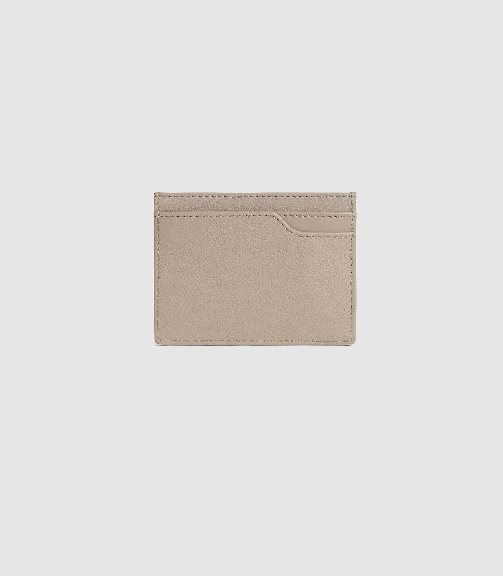 REISS Charlie Pebble Grained Leather Card Holder in Off White | endource