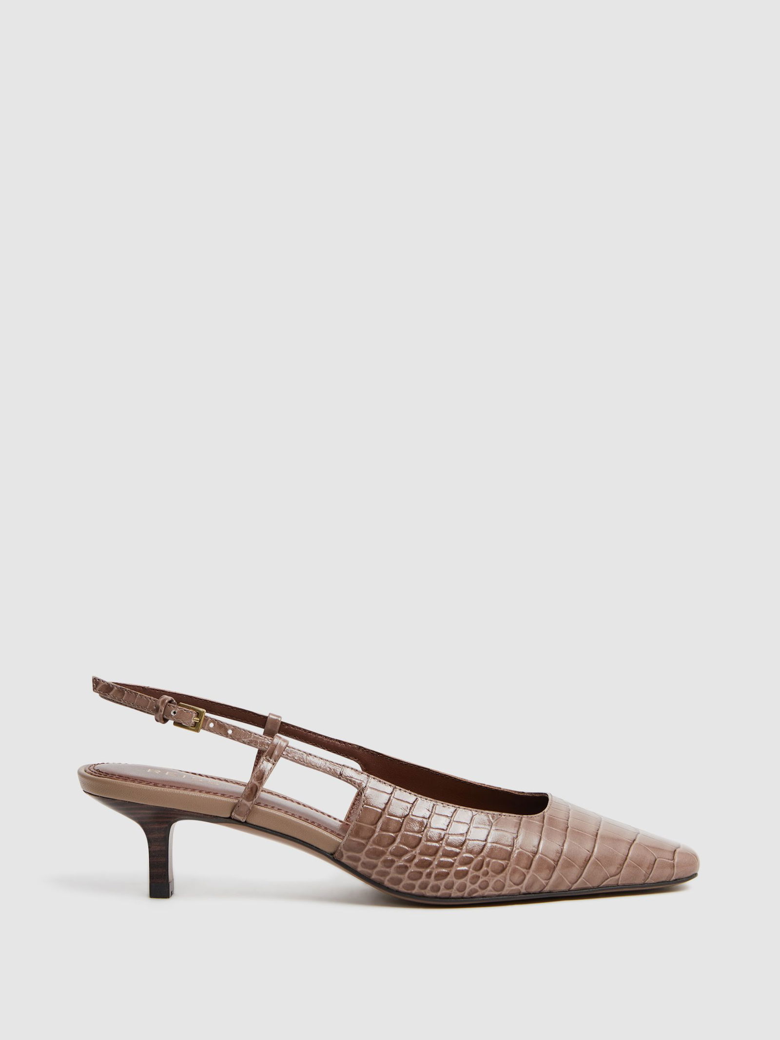 REISS Jade Leather Slingback Heels in Taupe | Endource