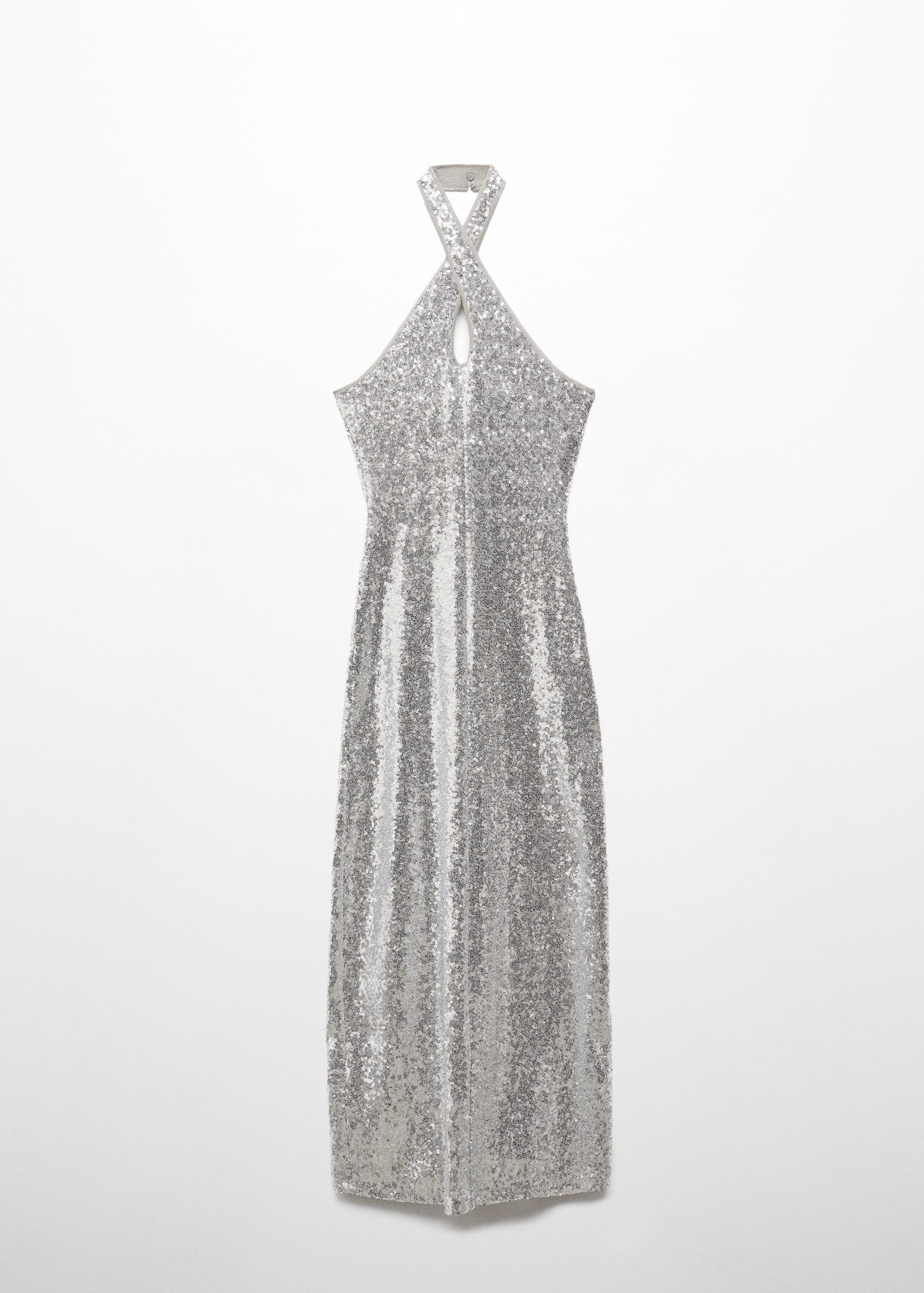 MANGO Sequined Halter Neck Dress in Silver | endource