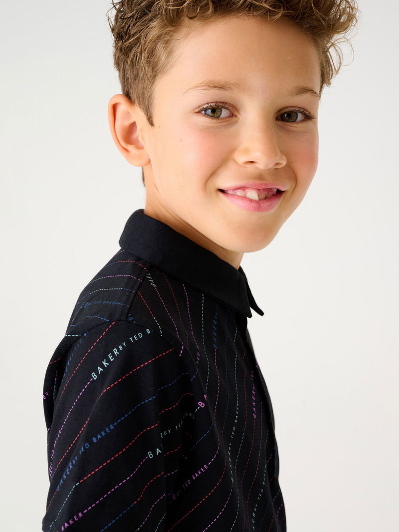 TED BAKER Kids' Logo Diagonal Stripe Print Polo Shirt in Purple | endource
