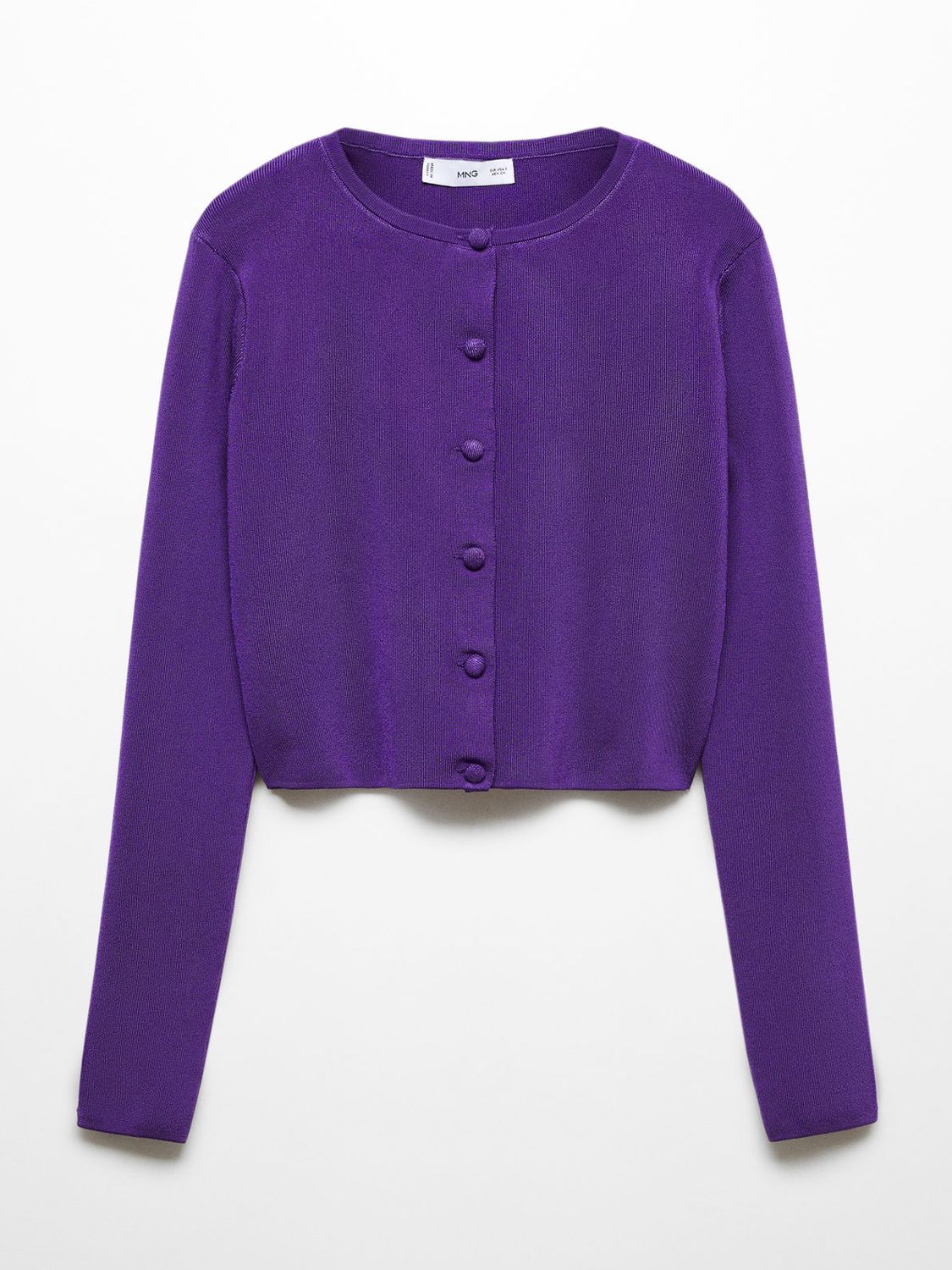 MANGO Diana Cropped Cardigan in Light Pastel Purple | endource