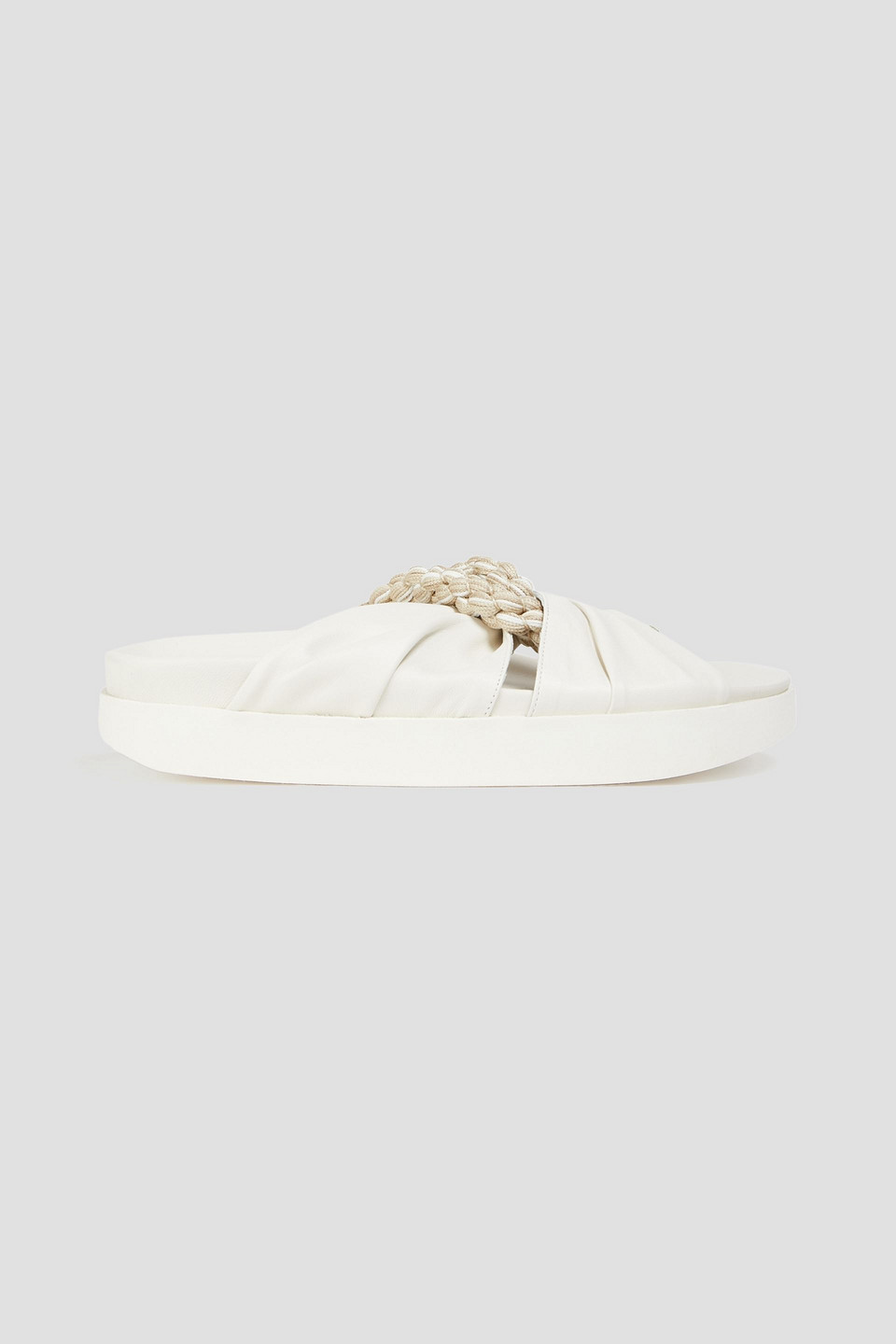 ZIMMERMANN Twisted Leather And Cord Slides in White | endource