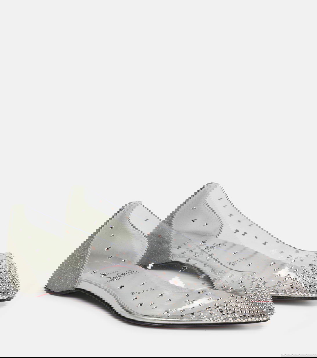 CHRISTIAN LOUBOUTIN Degrastrass Embellished Ballet Flats in Silver ...