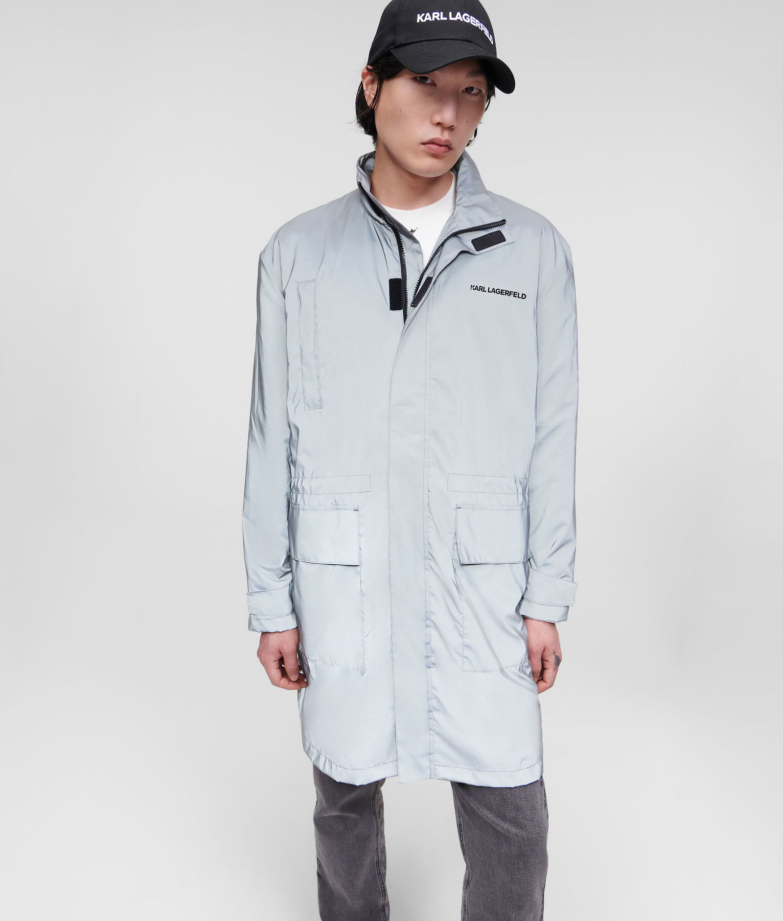 KARL LAGERFELD Ultra-Reflective Parka in Silver | endource