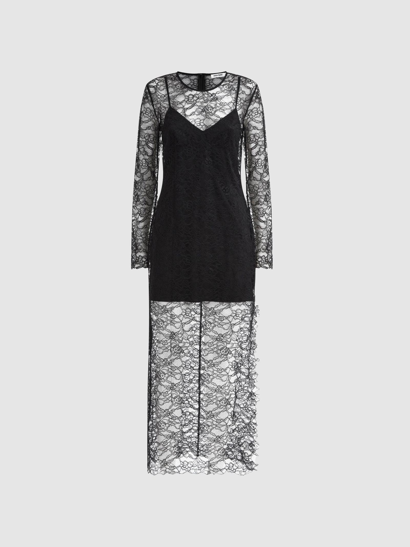 REISS Priscilla Anna Quan Lace Maxi Dress in Black | endource