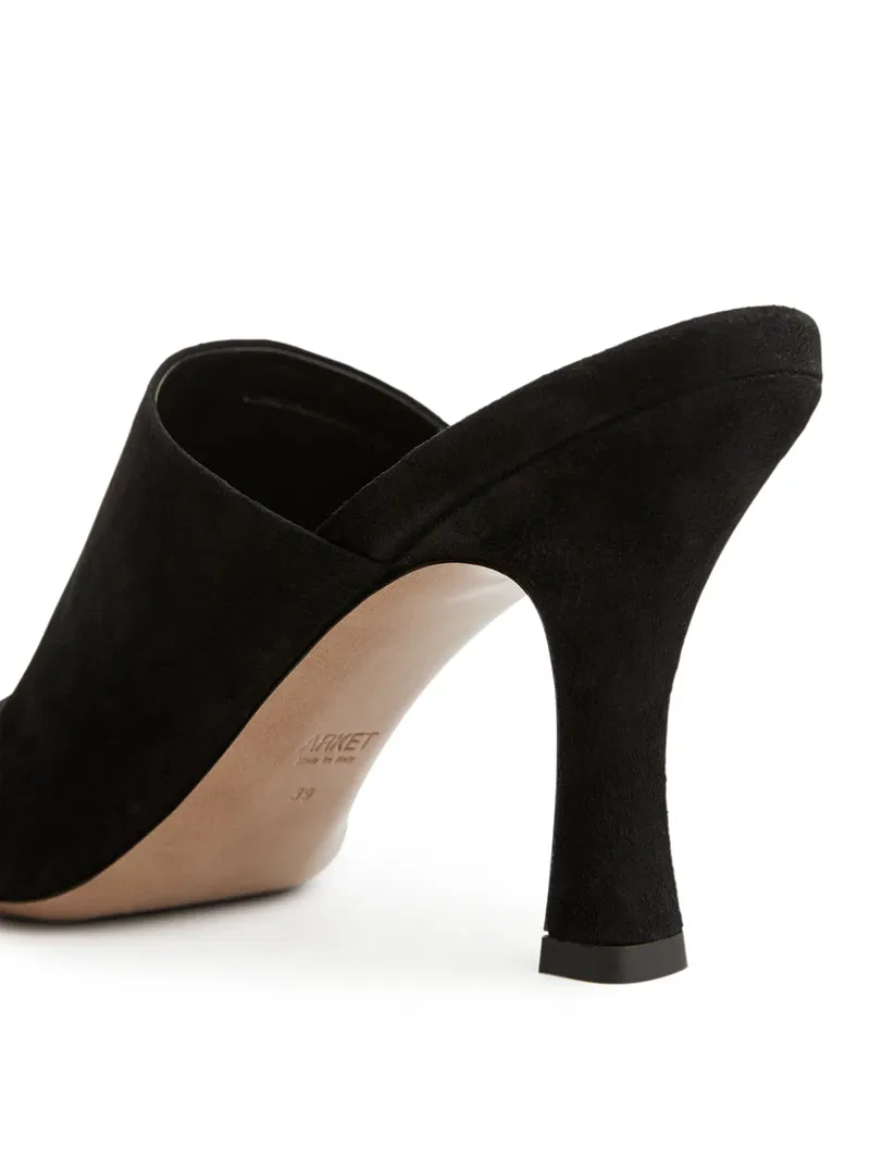 ARKET Suede Mules in Black | Endource
