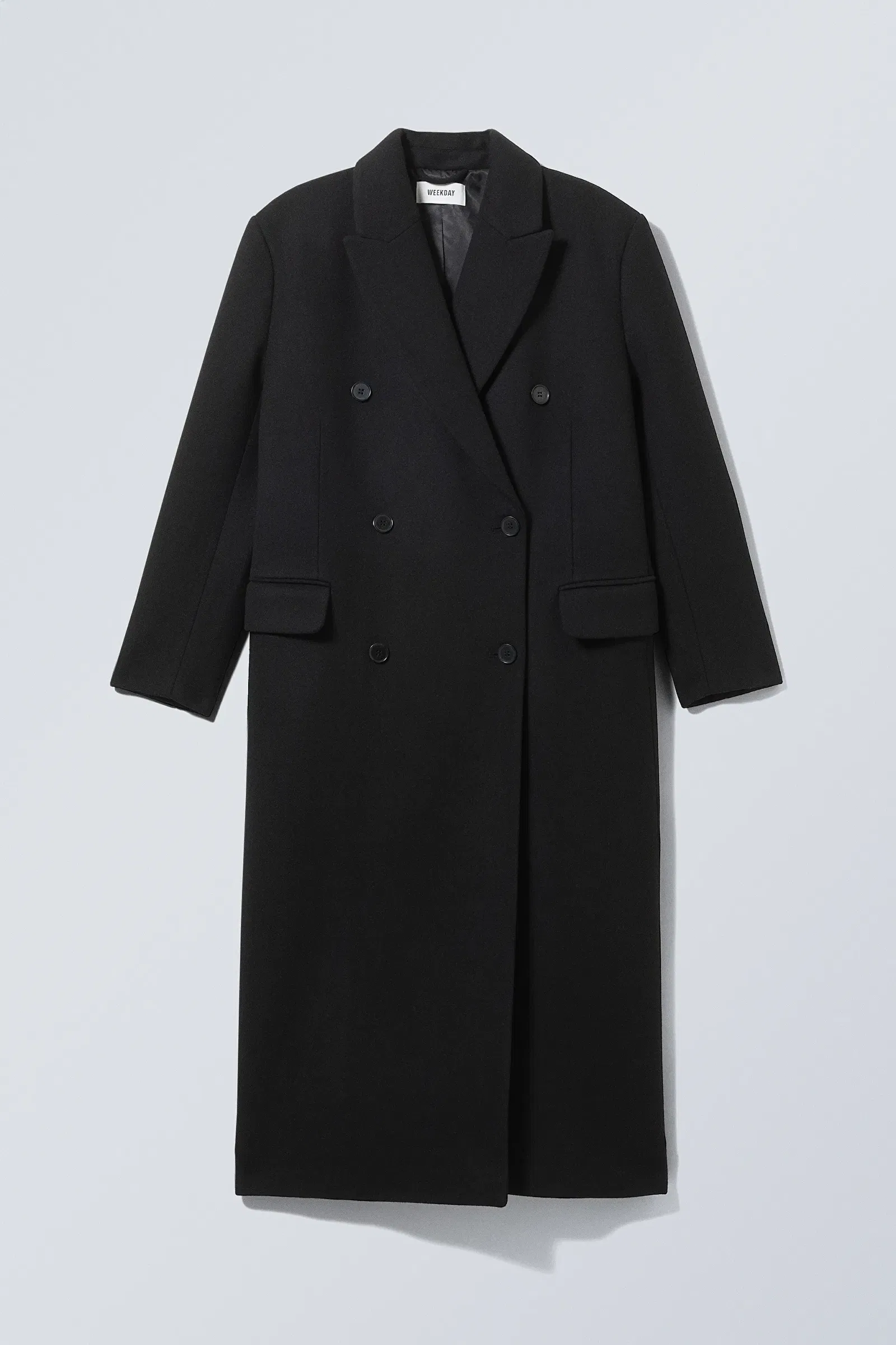 WEEKDAY Alex Oversized Wool Blend Coat in Black | Endource