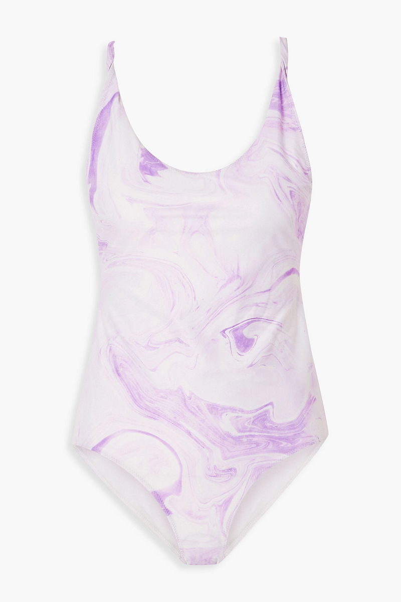 GANNI Printed Swimsuit in Purple | endource