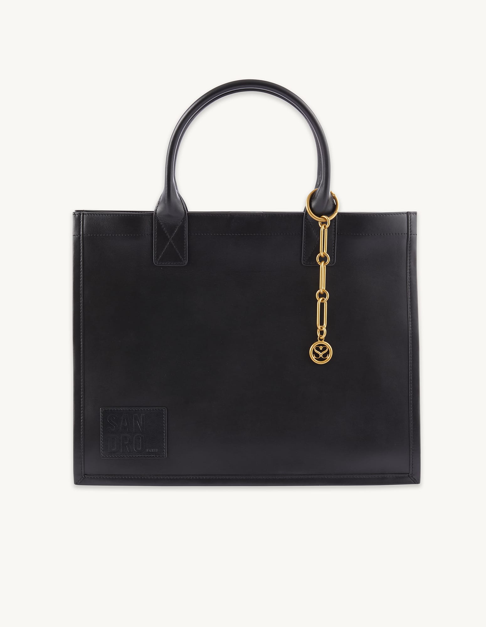 SANDRO Leather Tote Bag With Chain Jewellery | Endource