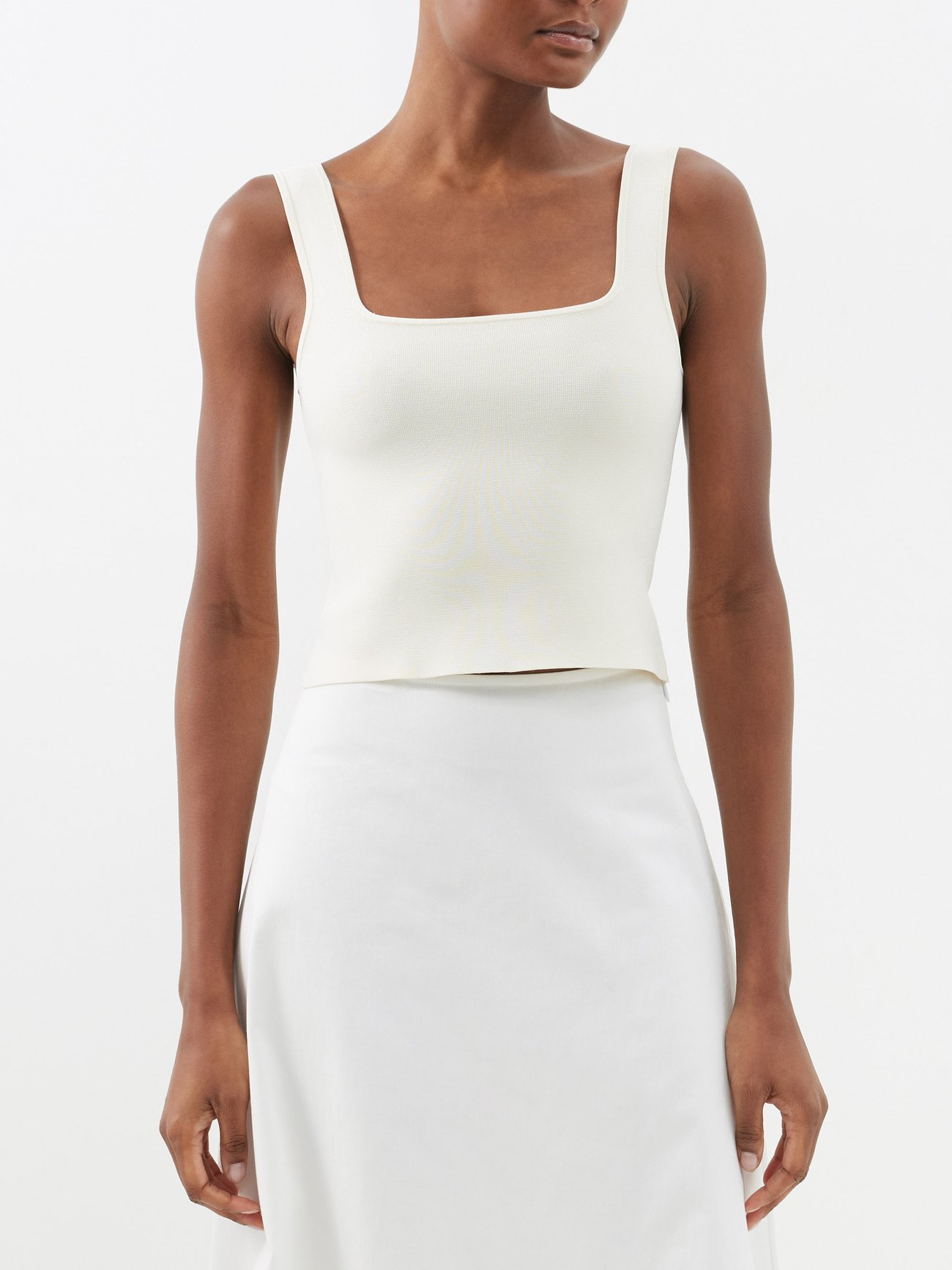 MATTEAU Nineties Square-Neck Knitted Tank Top in Ivory | endource
