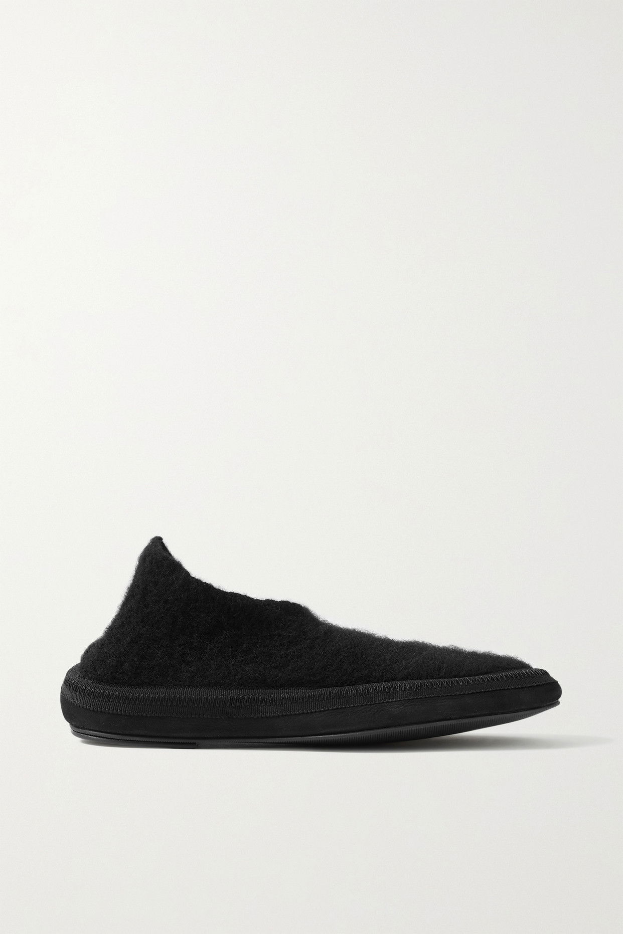 THE ROW Fairy Grosgrain And Suede-Trimmed Cashmere Slippers in Black ...