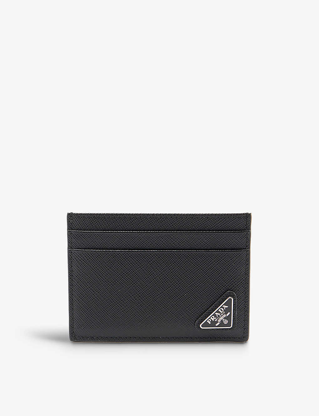 PRADA Triangle Logo-Plaque Card Holder in NERO | endource