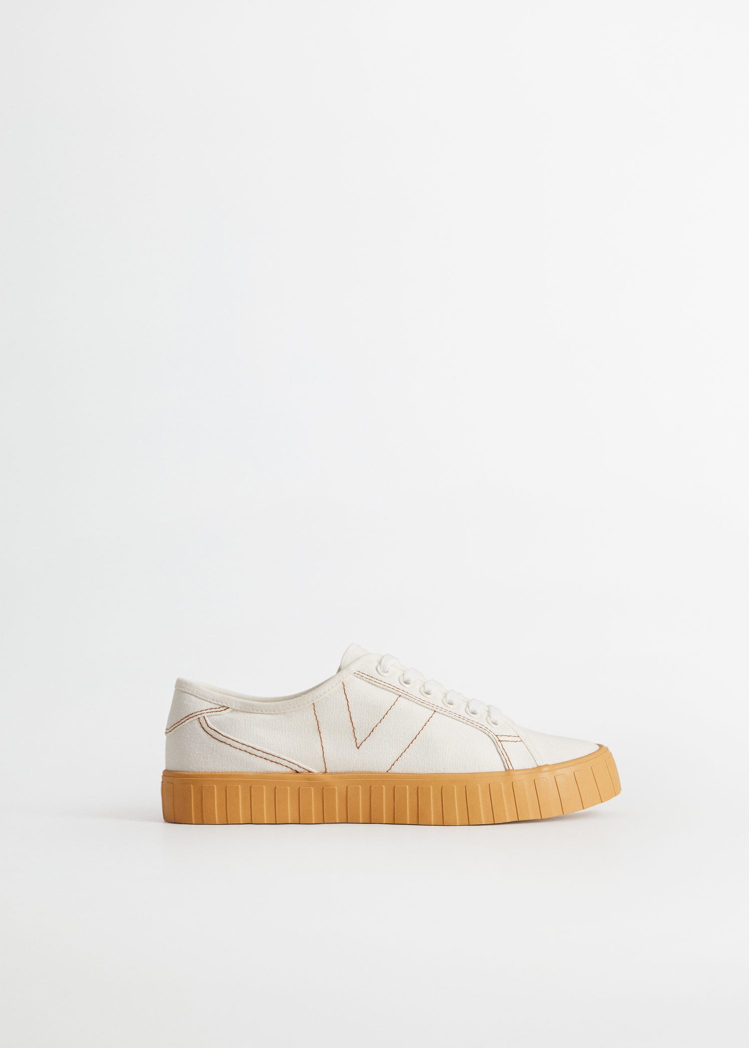 MANGO Platform Canvas Sneakers in Off White | endource