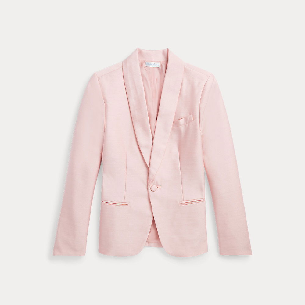 RALPH LAUREN Stretch Faille Tuxedo Blazer in Pink | endource