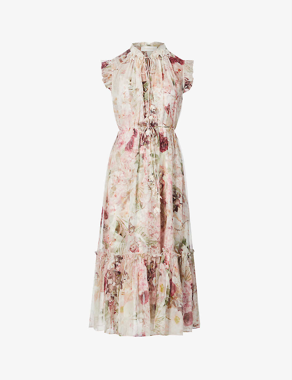 ZIMMERMANN Dancer Flutter Floral-Print Silk Midi Dress in ...