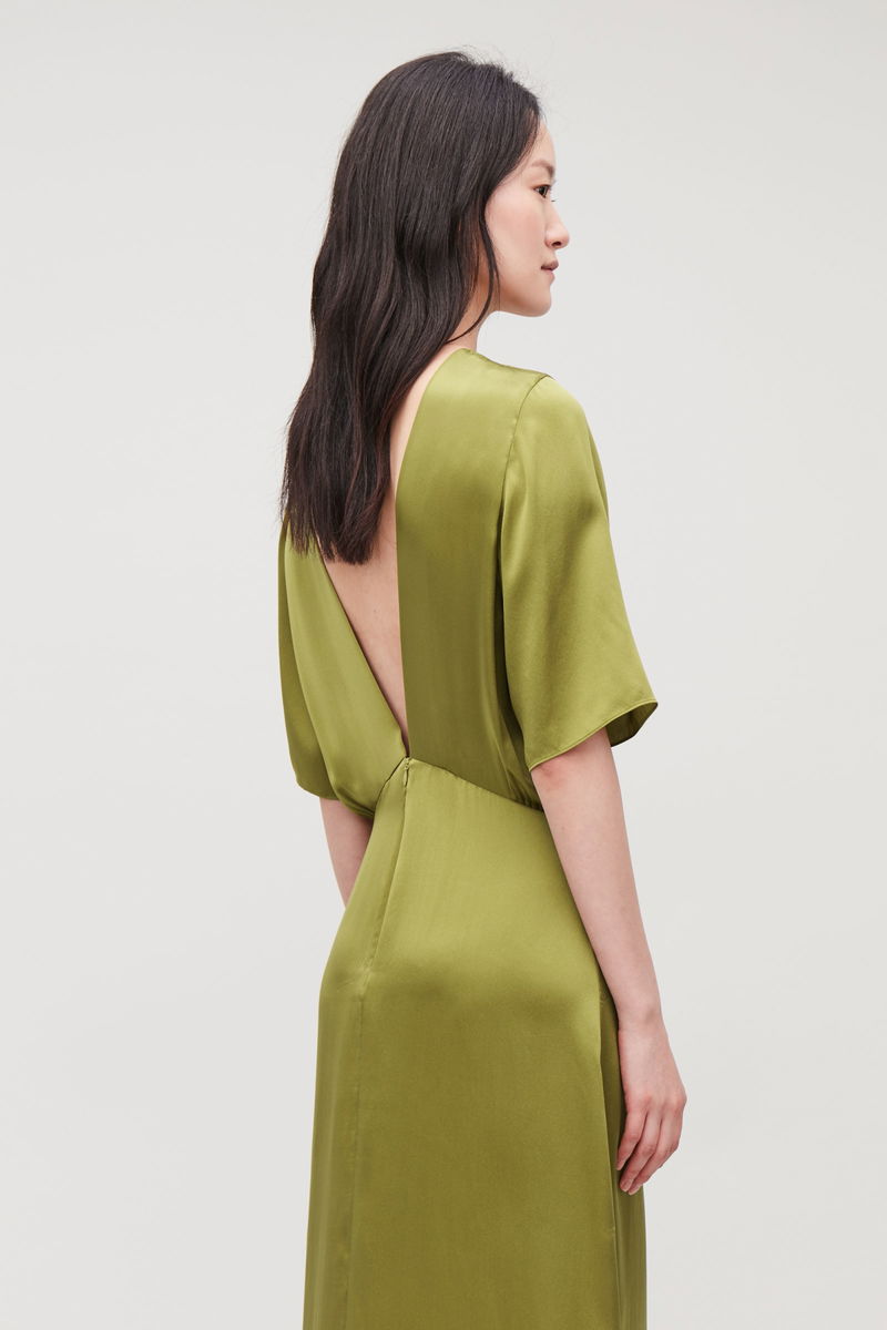 COS Long Silk Dress in Woodbine green | endource