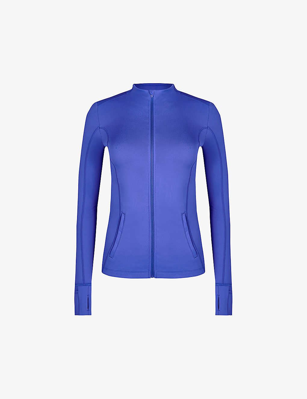 SWEATY BETTY Therma Slim-Fit Stretch Workout Jacket in Hour Blue | endource