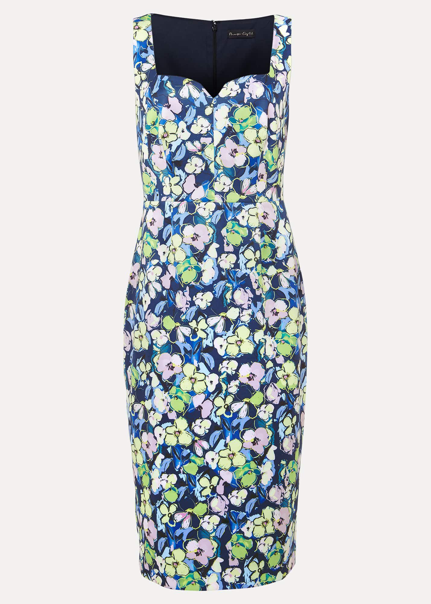 PHASE EIGHT Loretta Scuba Dress in French Navy / Multi | Endource