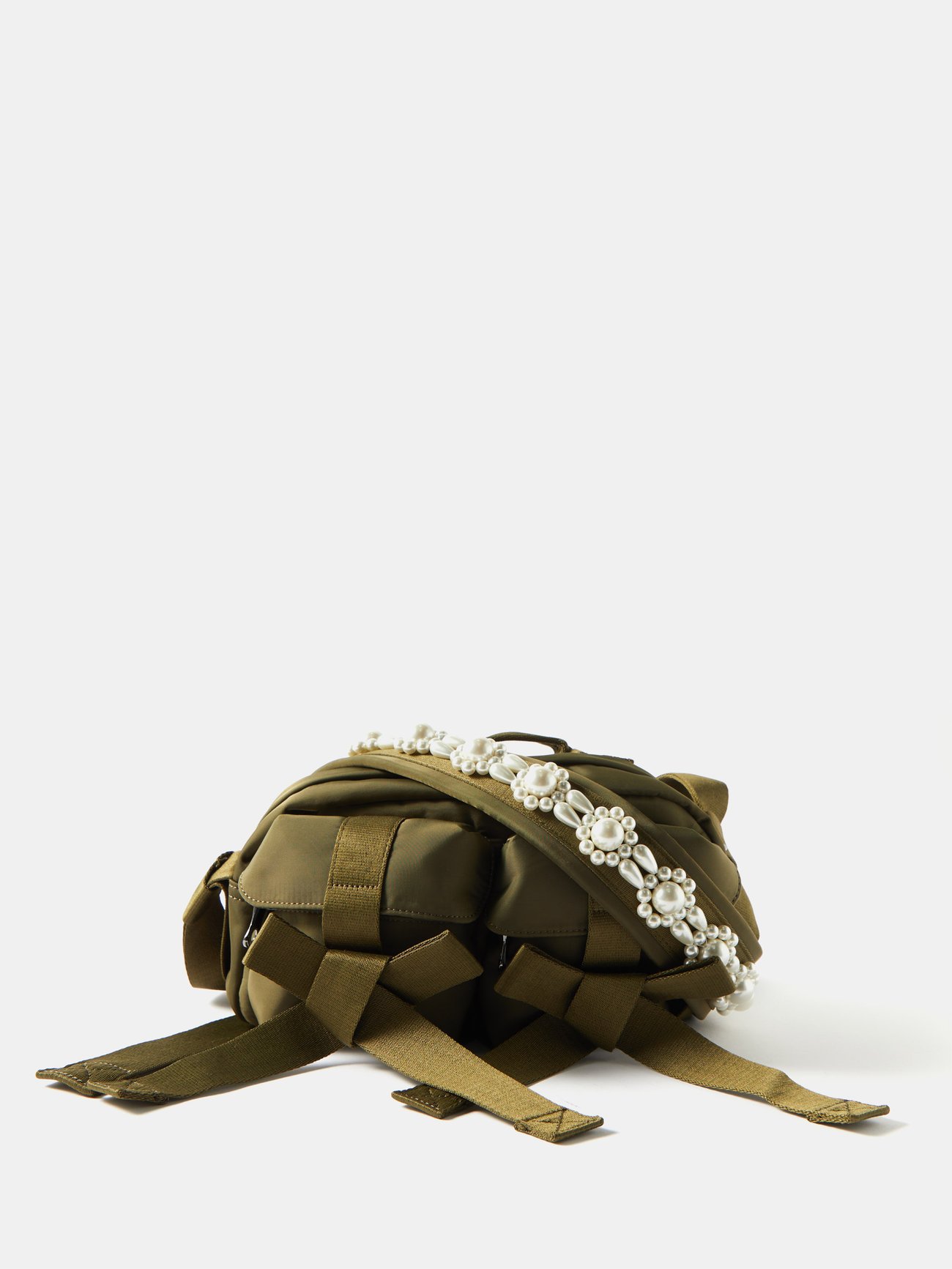 SIMONE ROCHA Bow-Trim Nylon Cross-Body Bag in Green | endource