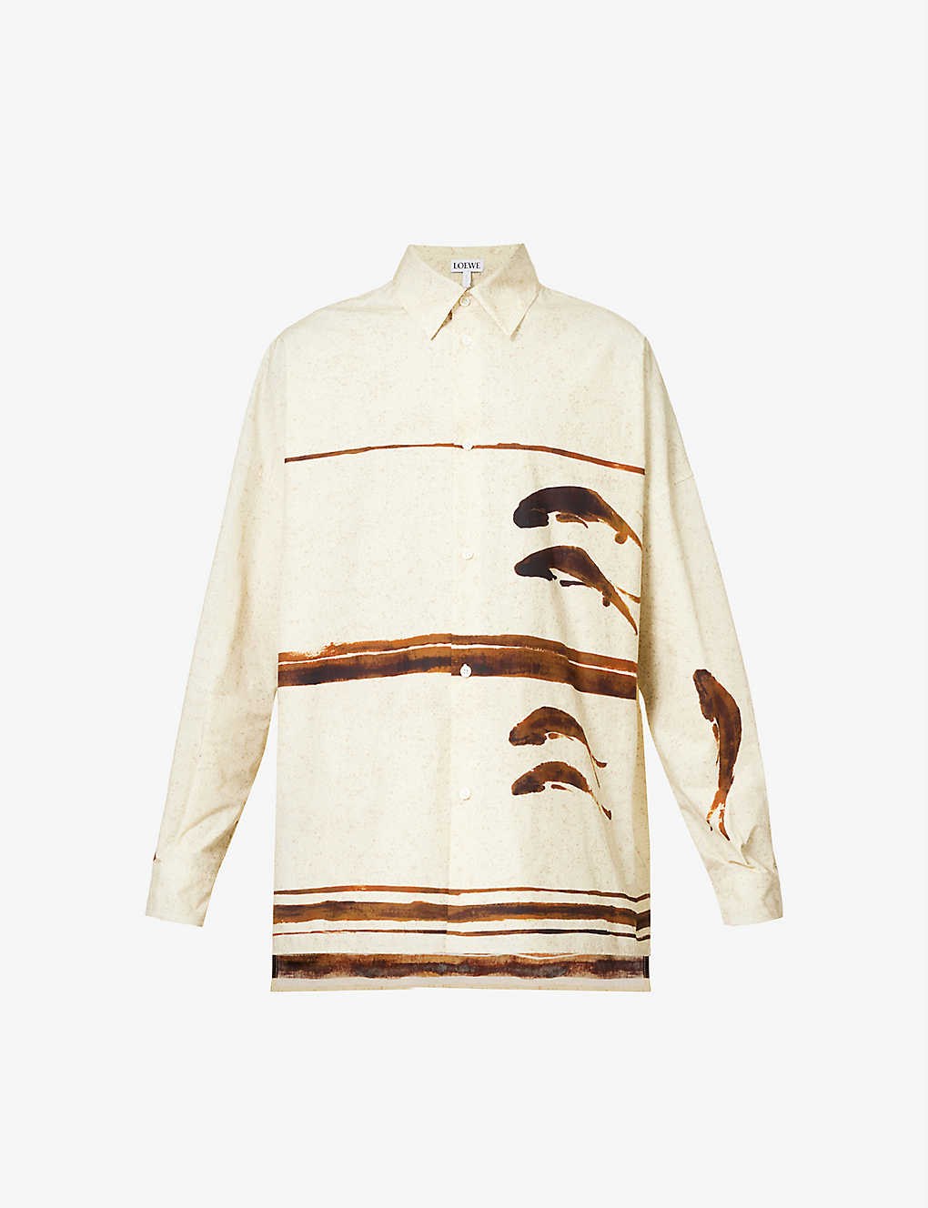 LOEWE Fish-Print Loose-Fit Cotton-Poplin Shirt in LIGHTBEIGEBROWN ...