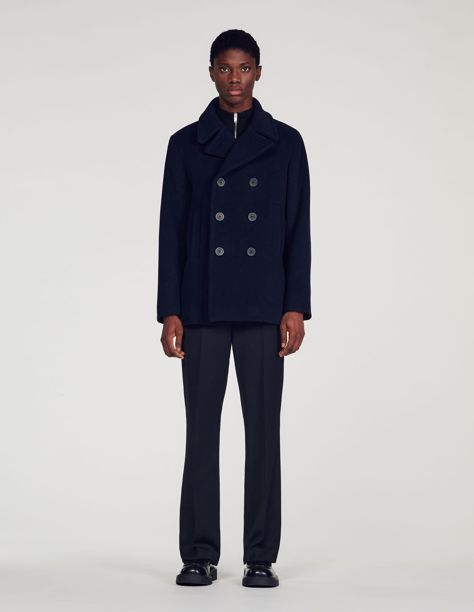 SANDRO Wool Pea Coat | Endource
