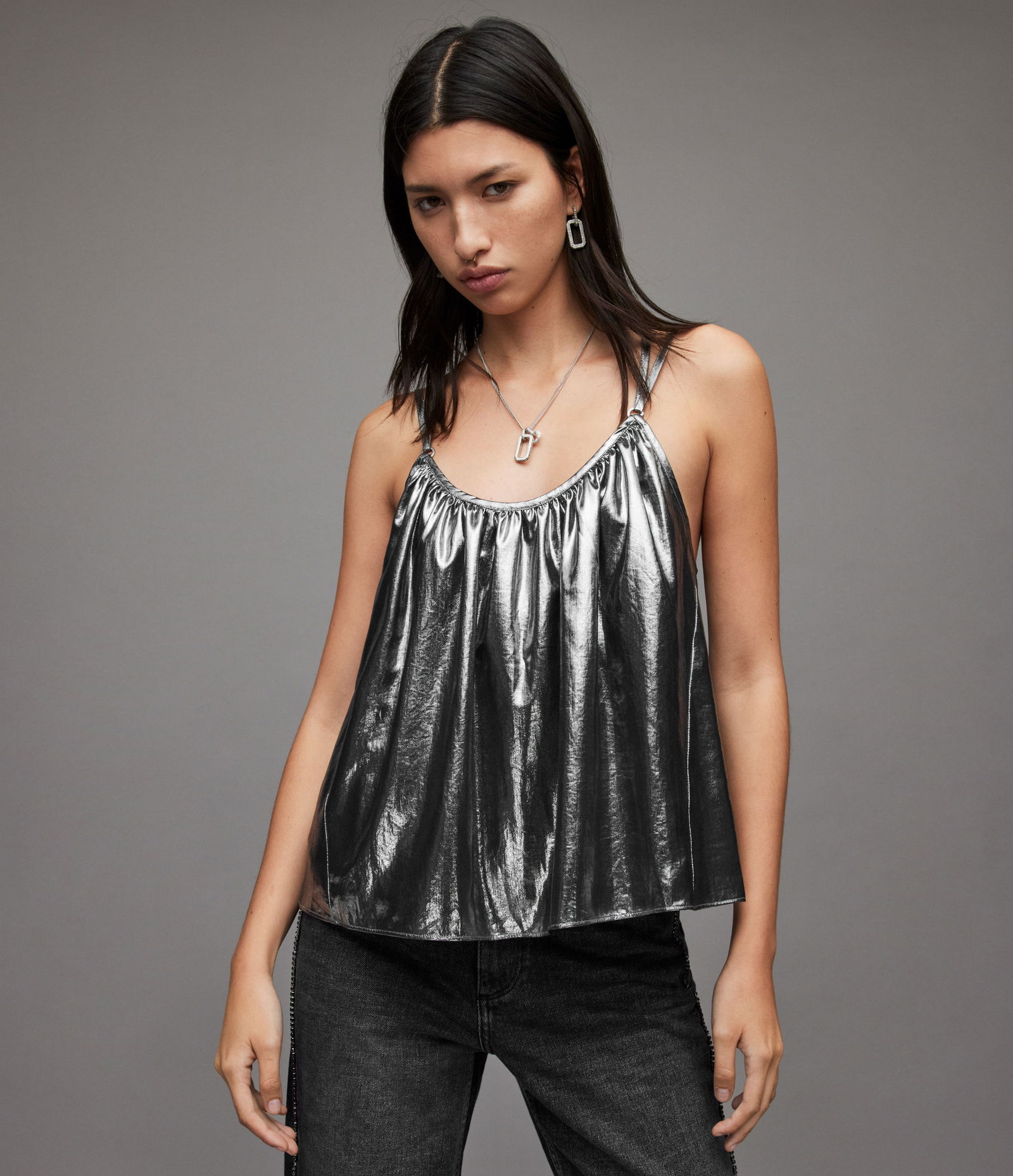 ALLSAINTS Areena Metallic Top | endource