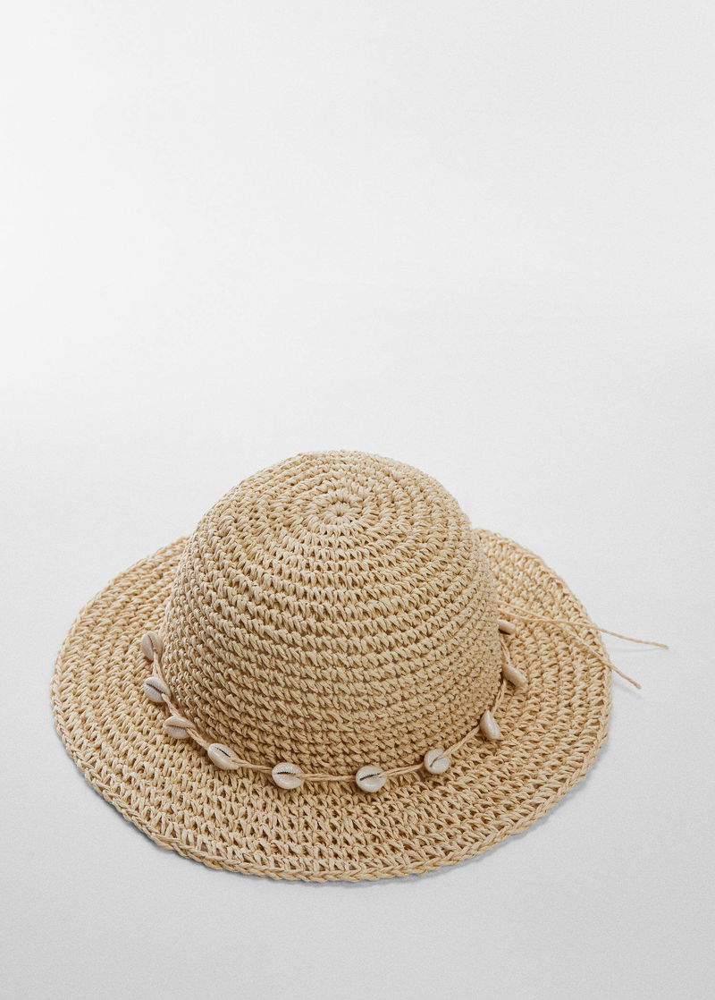 MANGO Shells Straw Hat in Sand | Endource